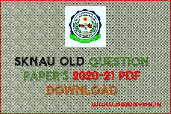 SKNAU OLD Question Paper's PDF Download 2020-21